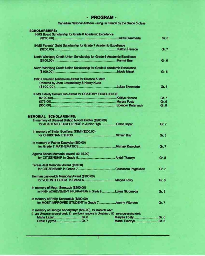 Awards Day Program – Immaculate Heart of Mary School