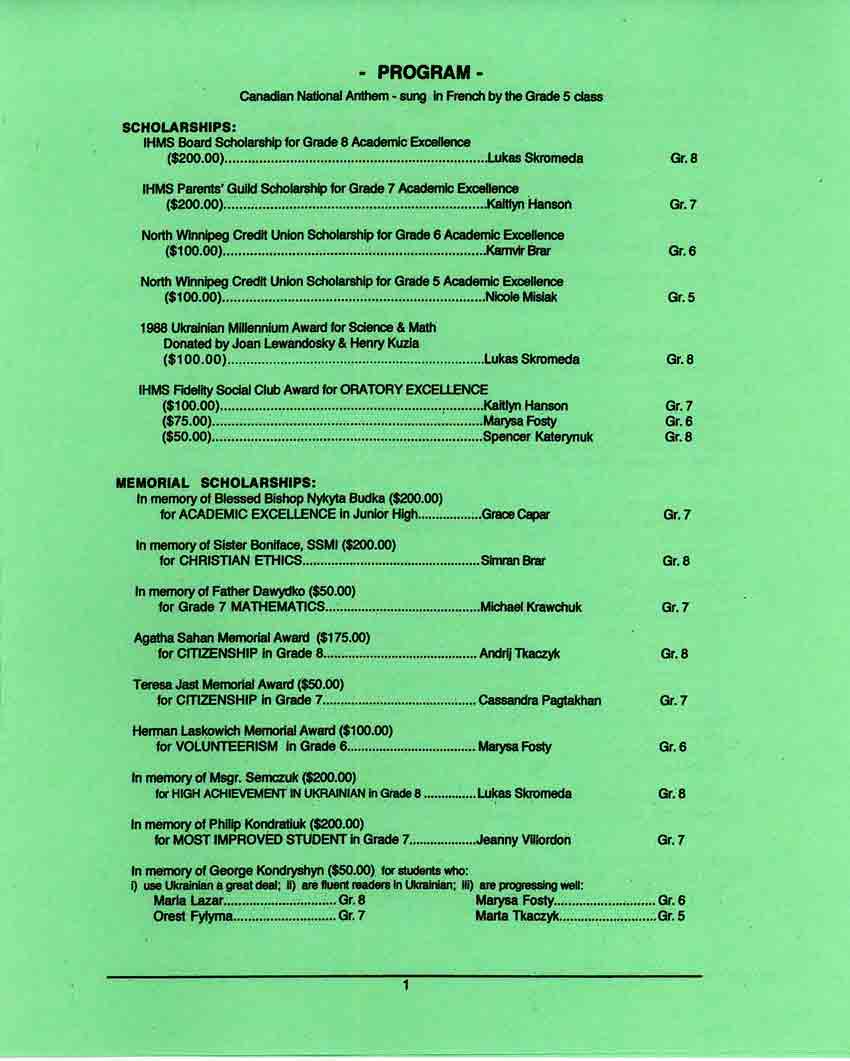 Awards Day Program – Immaculate Heart of Mary School