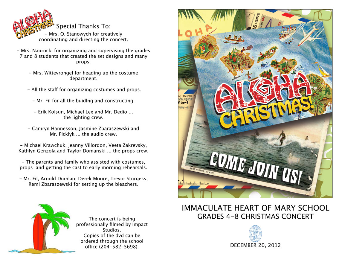 4-8 Christmas Concert Program – Immaculate Heart of Mary School