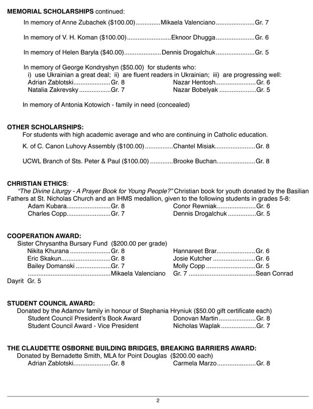 The 2018 Awards Day Program – Immaculate Heart of Mary School